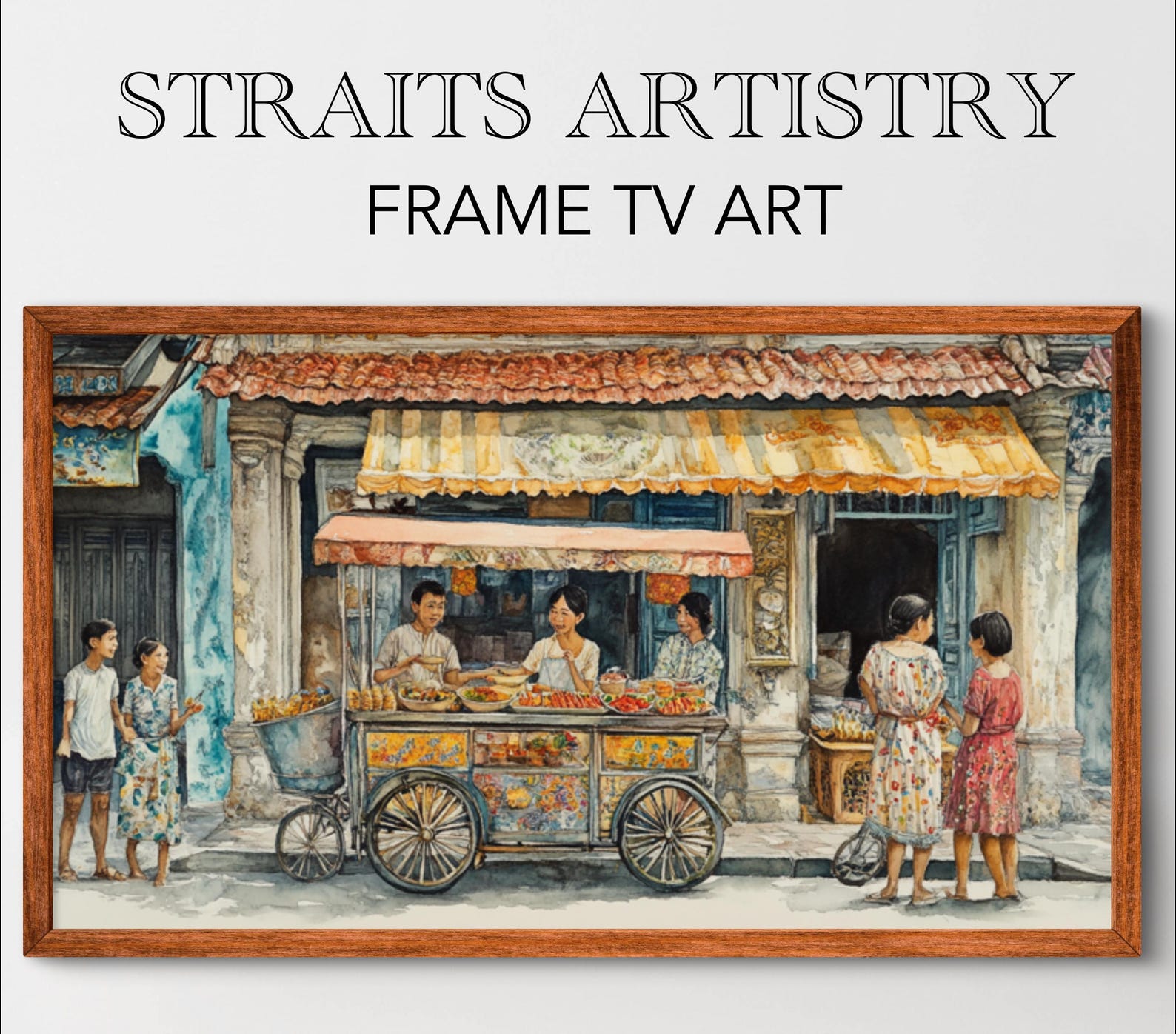 Food Art Painting | Singapore Traditional Push Carts TV Art | Vintage ...