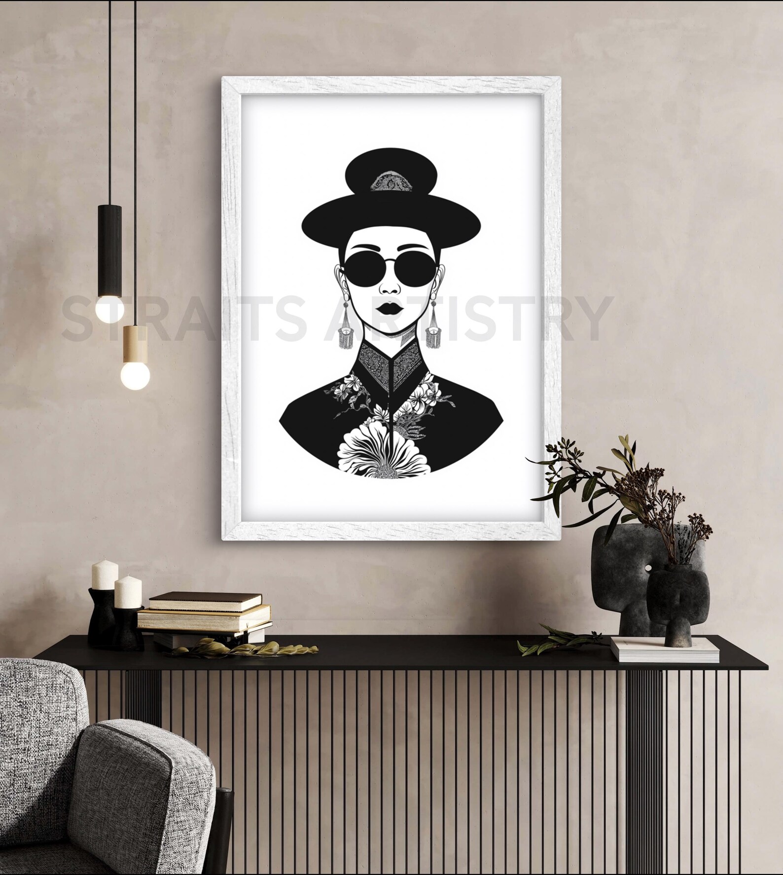Peranakan Ancestry Art Print | Minimalist Vintage Design | Black ...