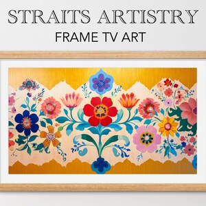Floral Peranakan Wall Panel Vintage Peranakan TV Art Vintage Peranakan ...