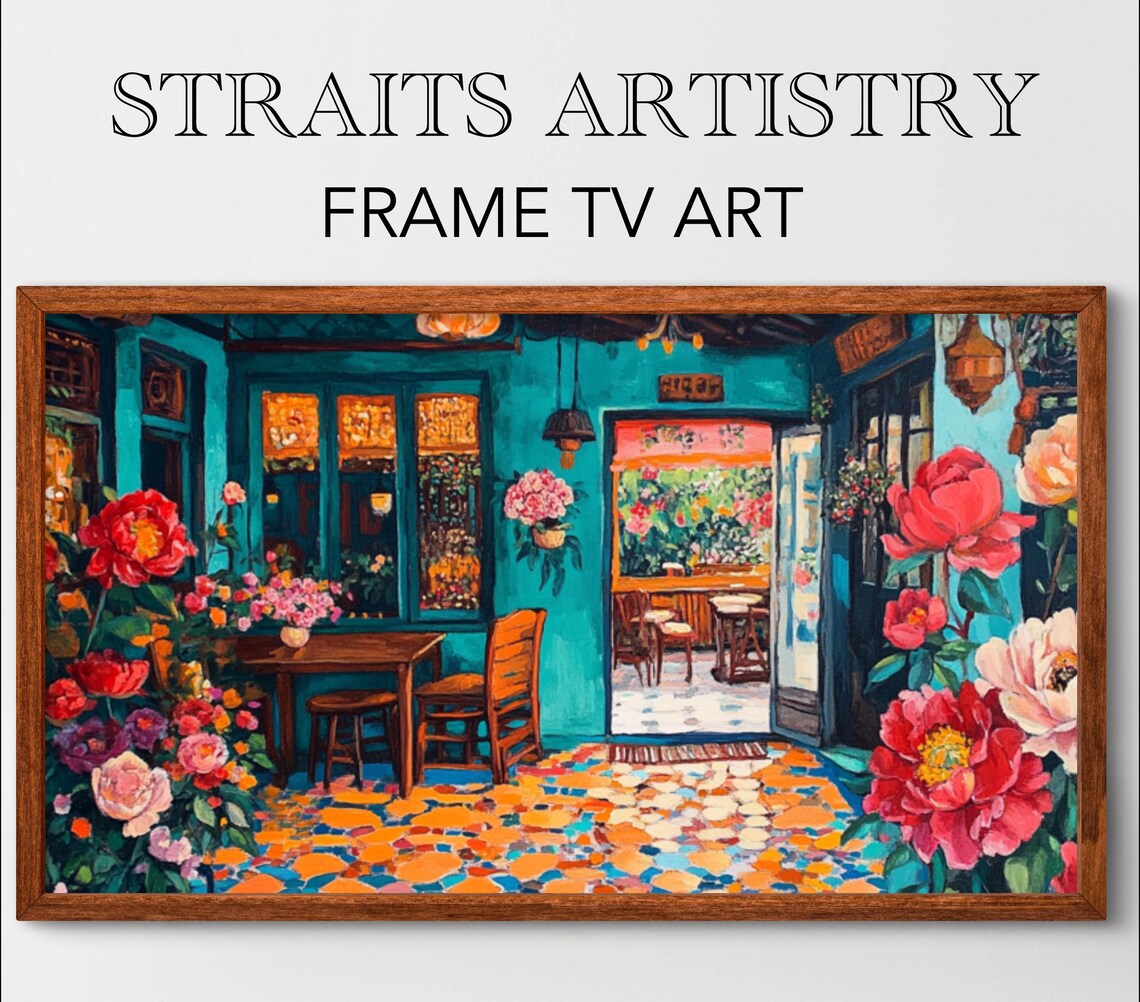 Peranakan Teahouse Peonies TV Art Vintage Peranakan Home Decor TV Art ...