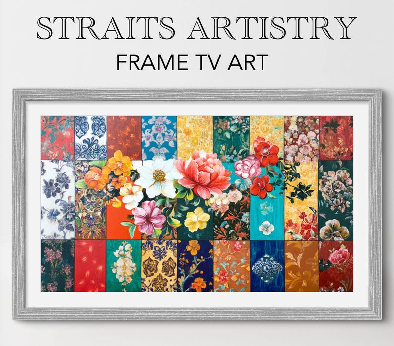 Floral Peranakan Wall Panel Vintage Peranakan TV Art Vintage Peranakan ...