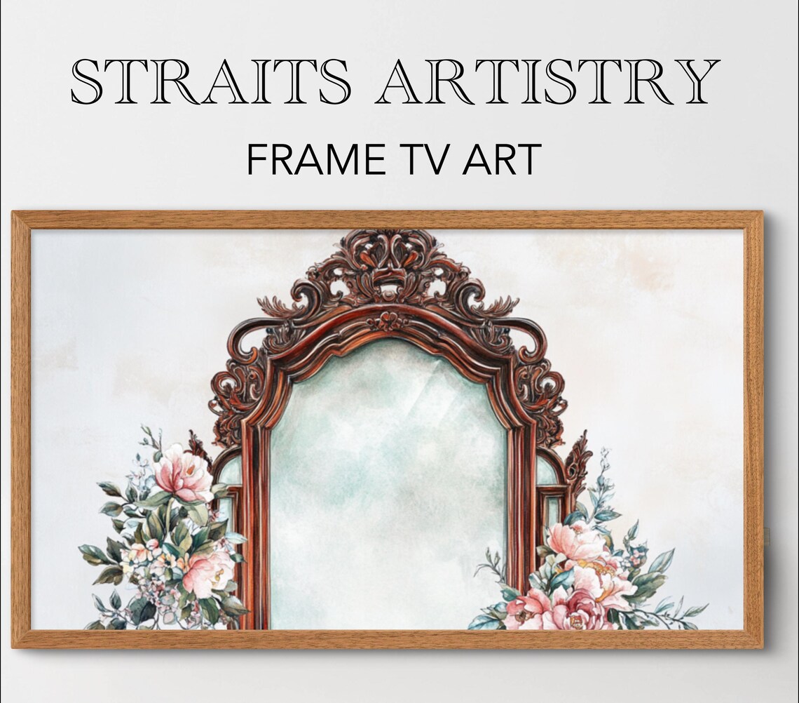 Wooden Peranakan Mirror Vintage Peranakan TV Art Vintage Floral ...
