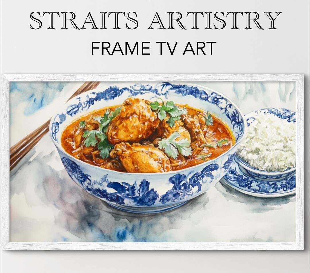 Peranakan Watercolour Food Art for Samsung Frame TV Unique Nyonya Curry ...