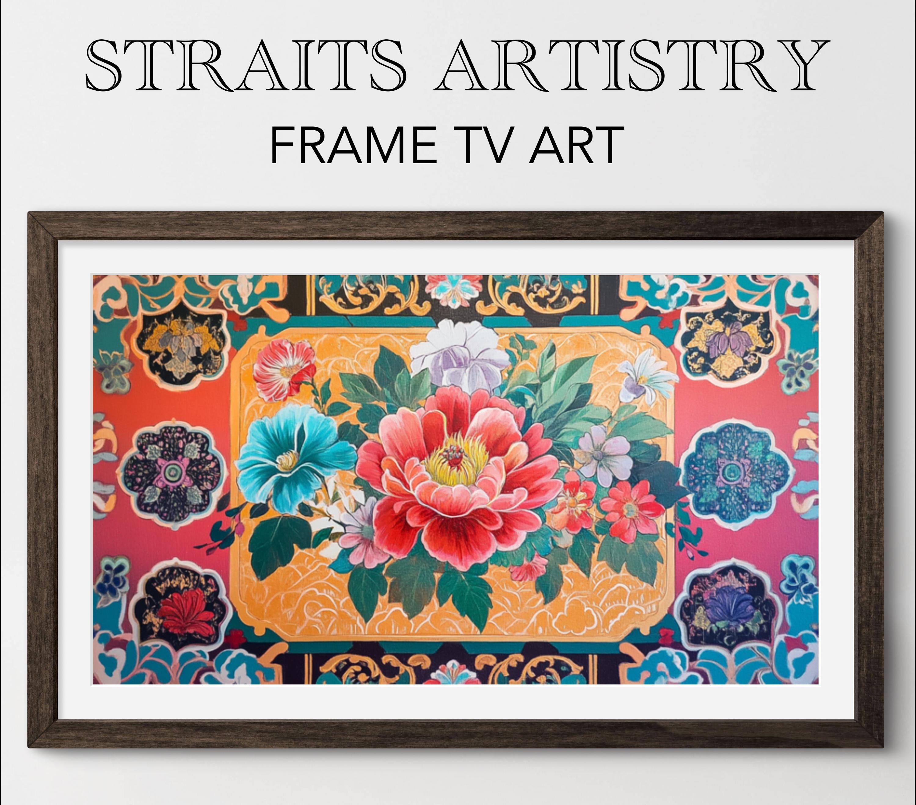 Floral Peranakan Wall Panel Vintage Peranakan TV Art Vintage Peranakan ...