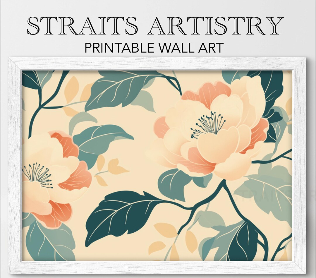 Peranakan Flower Petal Art | Minimalist Botanical Print | Digital Wall ...