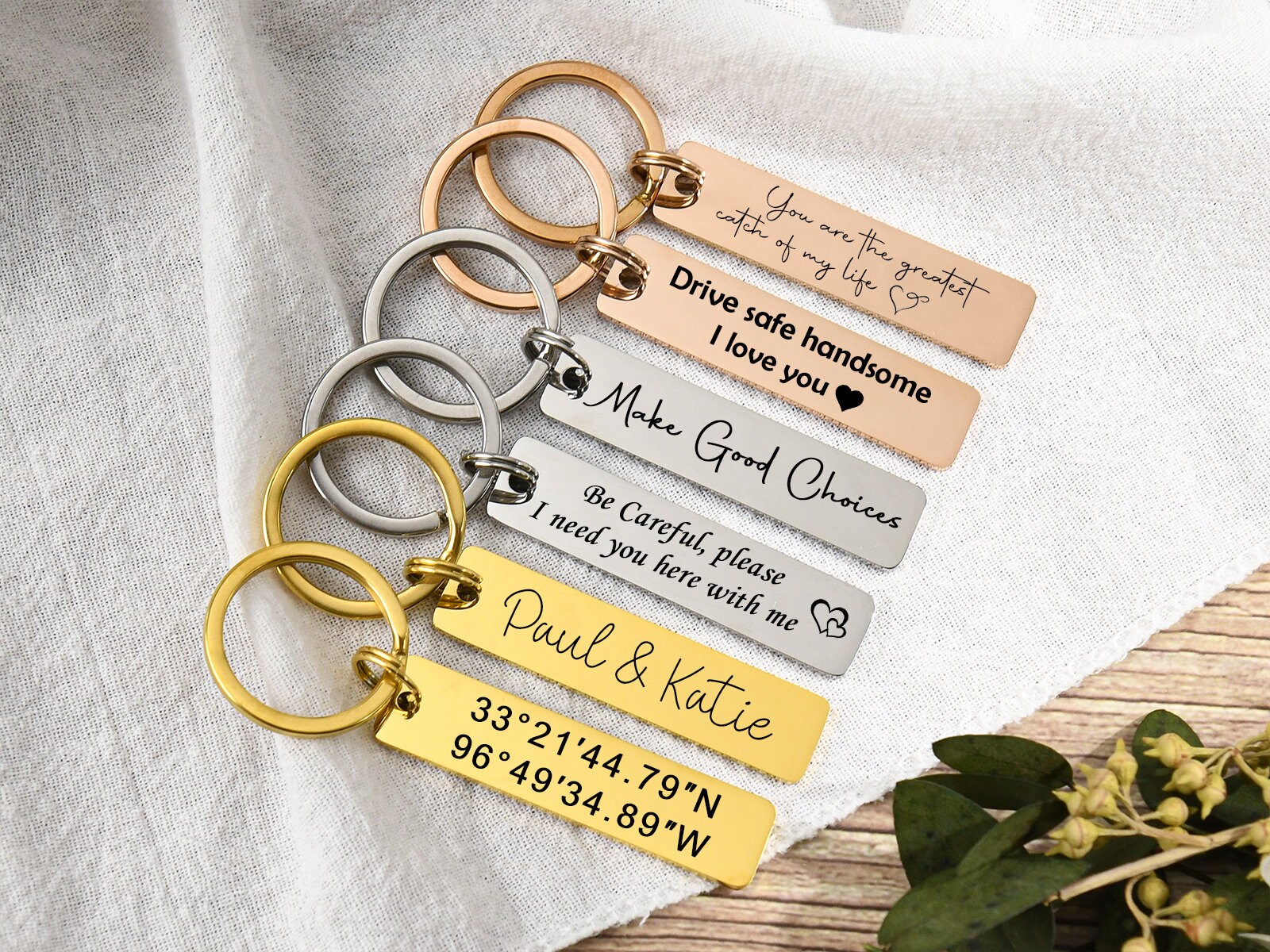 Engraved Stainless Steel Rectangle Keychain,personalized Keychain ...