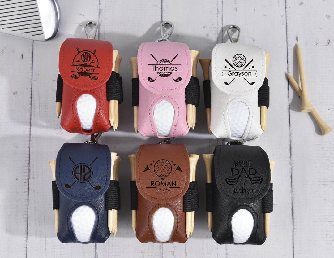Personalized Golf Ball Bag Engraved,custom Leather Golf Ball and Tees ...