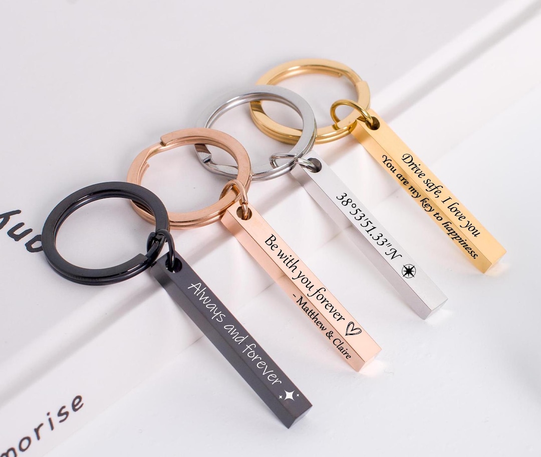 Personalized Keychain, Custom 3D Bar Keychain,4 Sided Keychain,name Bar ...