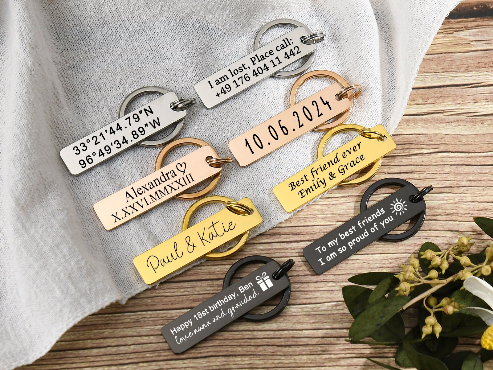 Engraved Stainless Steel Rectangle Keychain,personalized Keychain ...