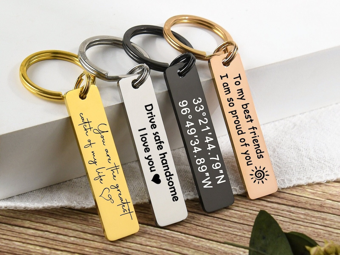 Engraved Stainless Steel Rectangle Keychain,personalized Keychain ...