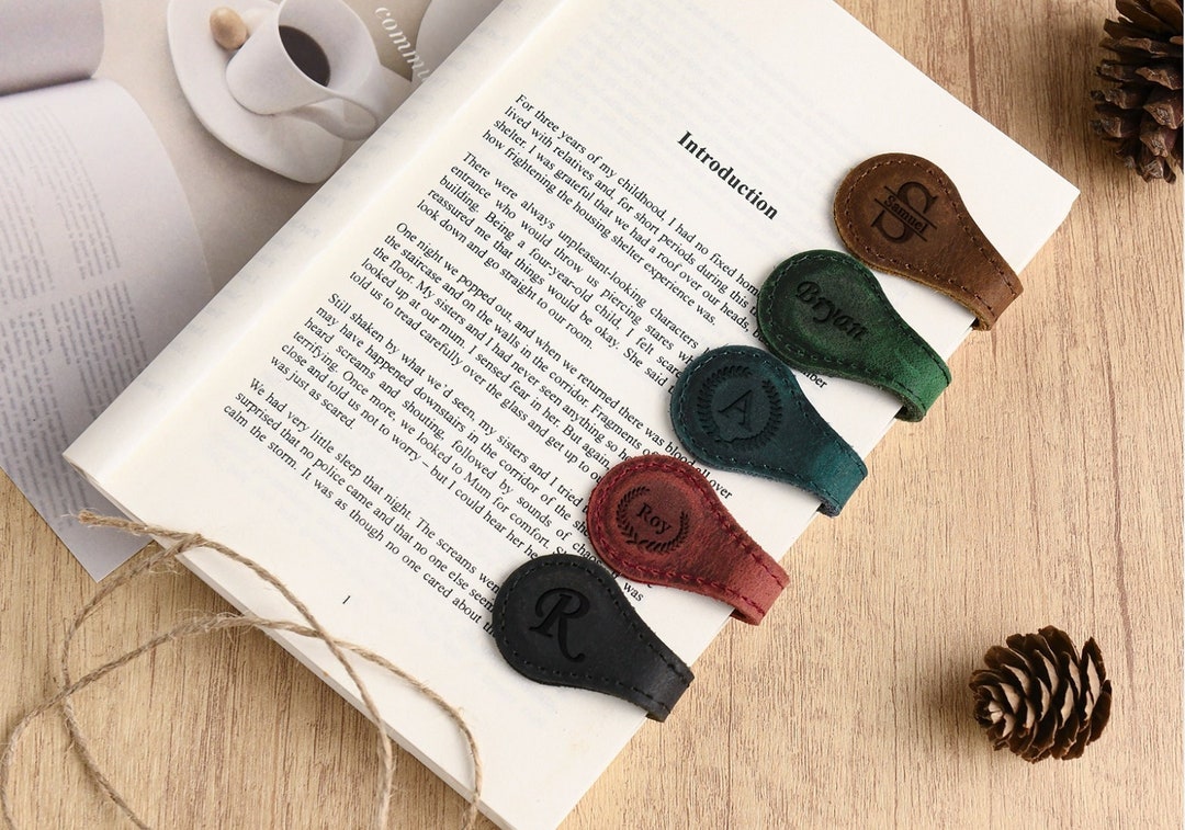 Leather Magnetic Bookmark, Personalized Leather Magnetic Bookmarks ...