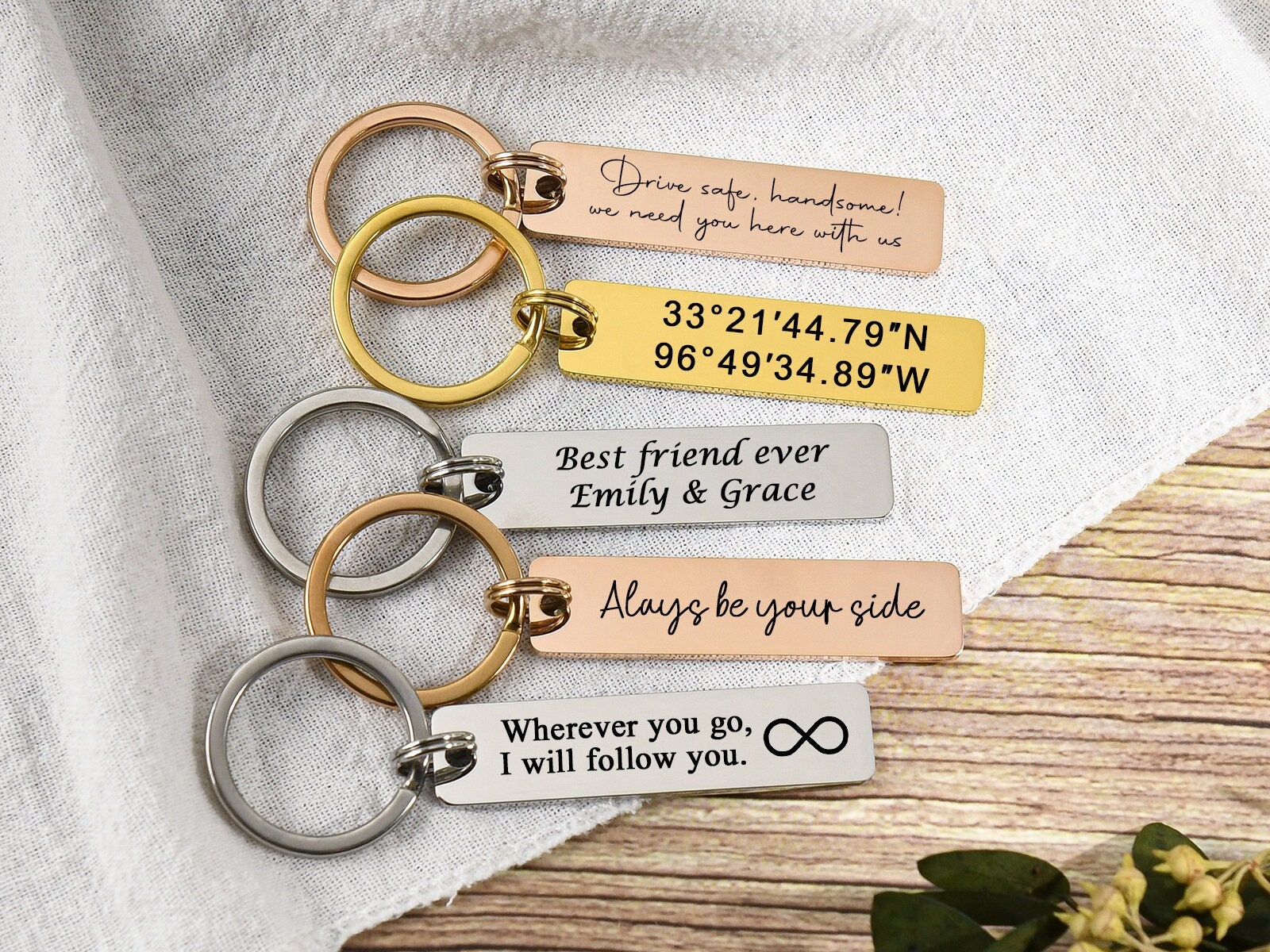 Engraved Stainless Steel Rectangle Keychain,personalized Keychain ...