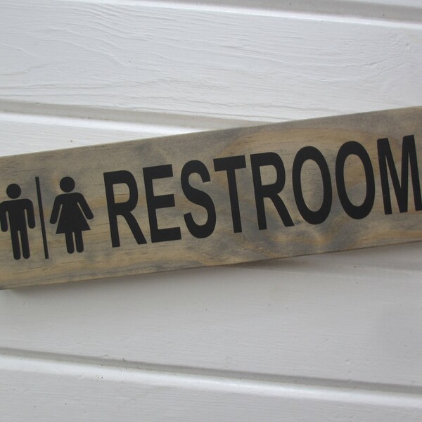 Grey Restroom Sign - Etsy