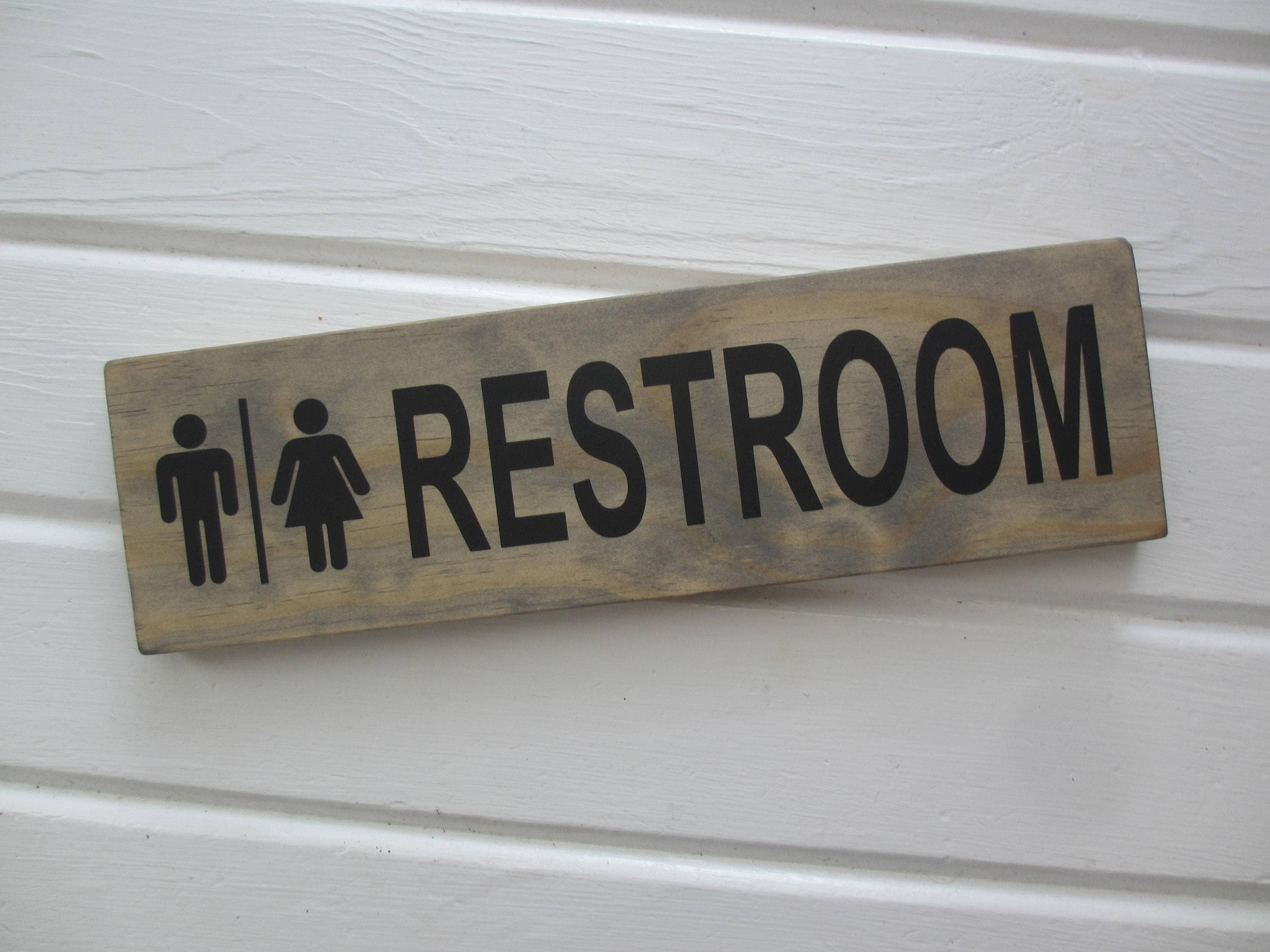 Wood Restroom Sign - Etsy