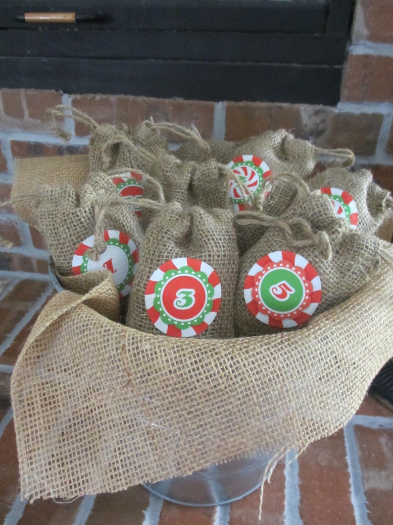 Burlap Christmas Countdown Advent Bags | Etsy