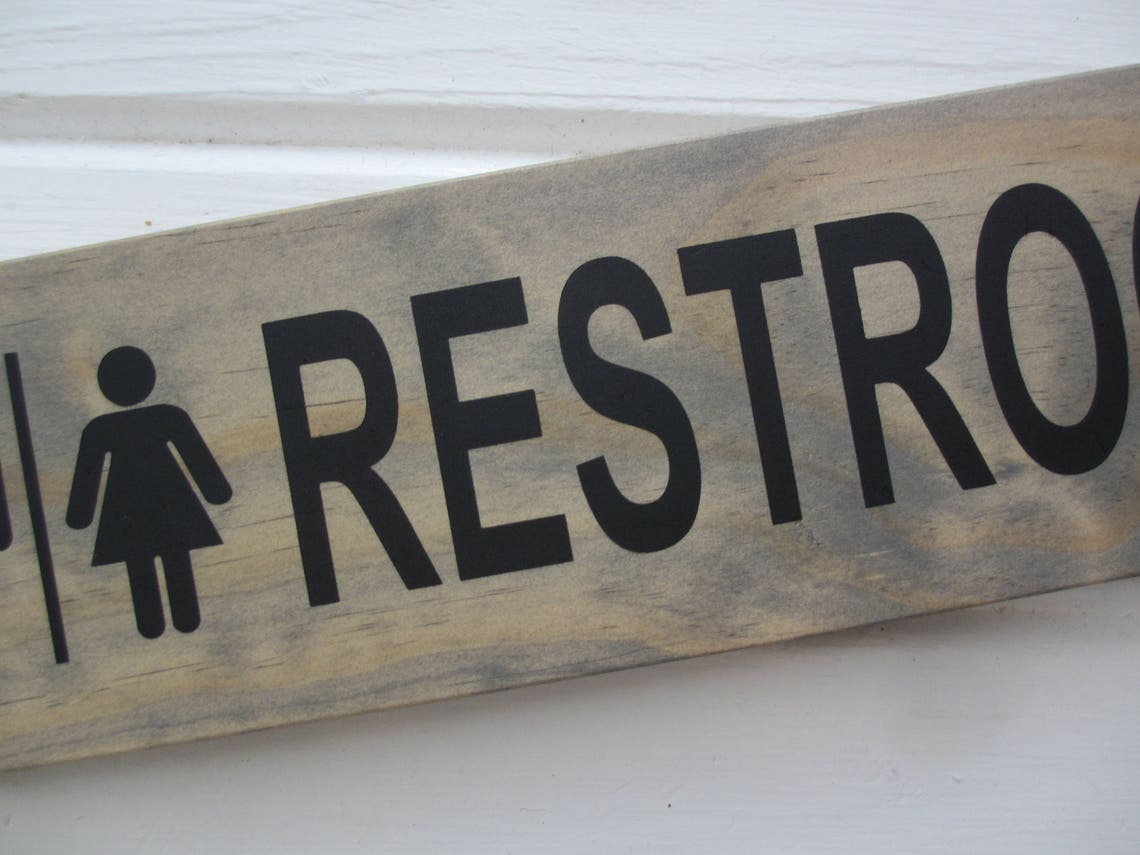 Wood Restroom Sign | Etsy