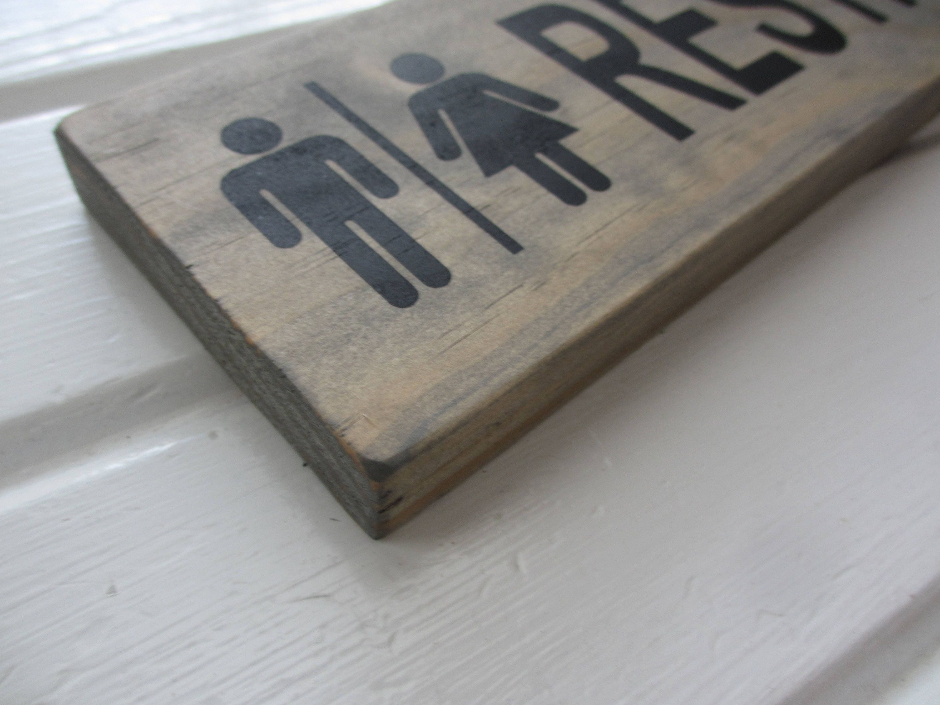 Wood Restroom Sign - Etsy