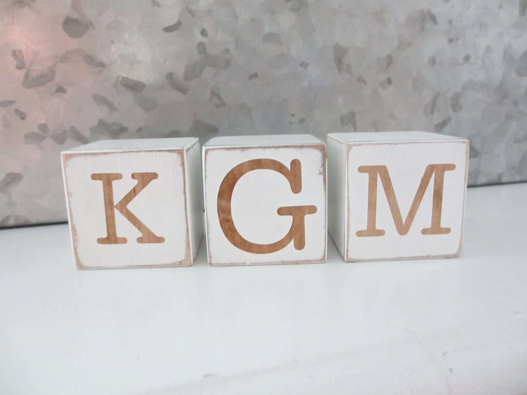 Monogram Baby Blocks Baby Name Blocks Initial Blocks Letter Wood Blocks ...
