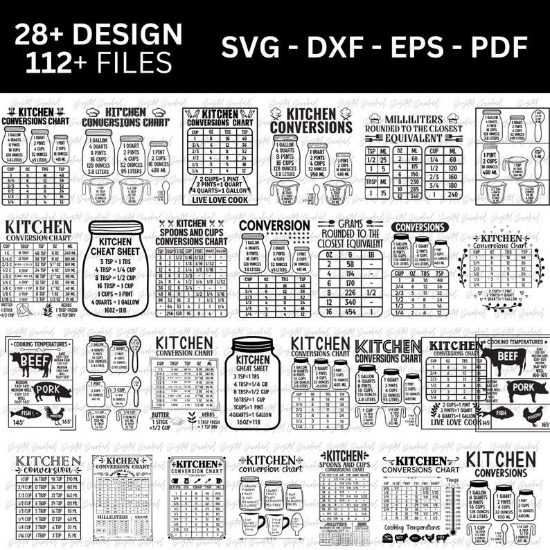 Kitchen Conversion Chart Svg Kitchen Chart Svg Kitchen Measurements Svg ...