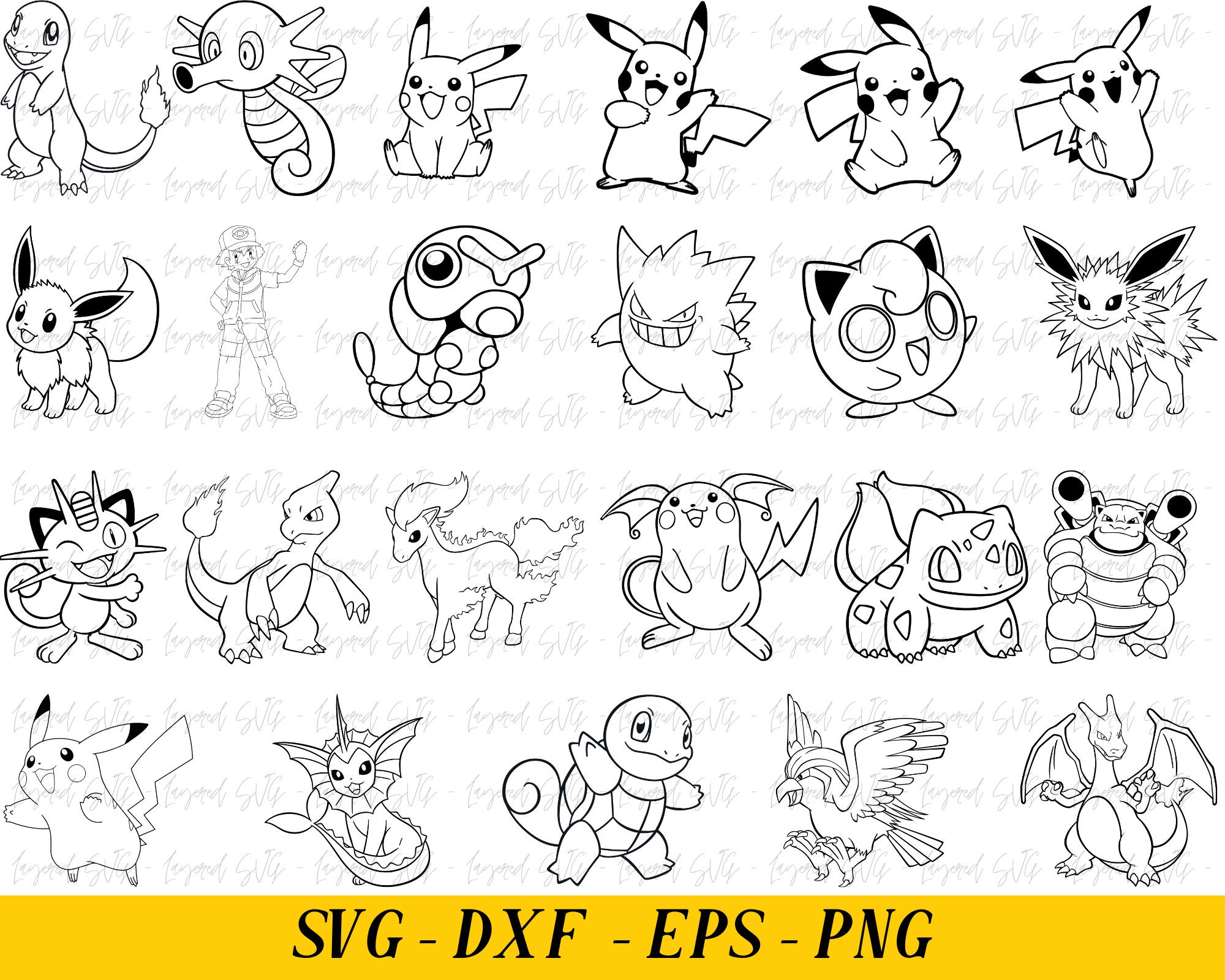 Pokemon Svg Bundle, Pokemon Characters Stickers, Pokemon Svg, Pikachu ...
