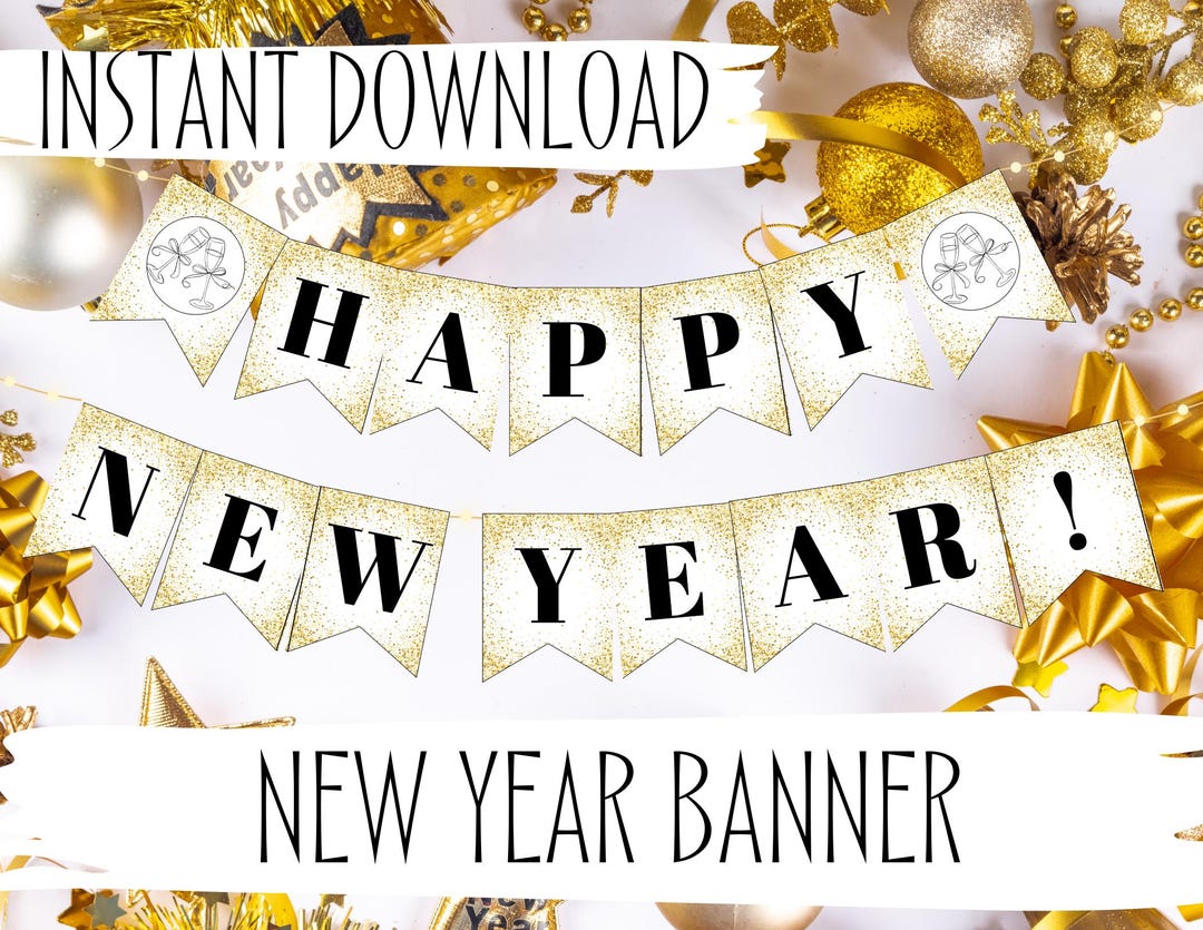 New Years Eve Banner Printable | Happy New Year 2025 NYE Decor ...