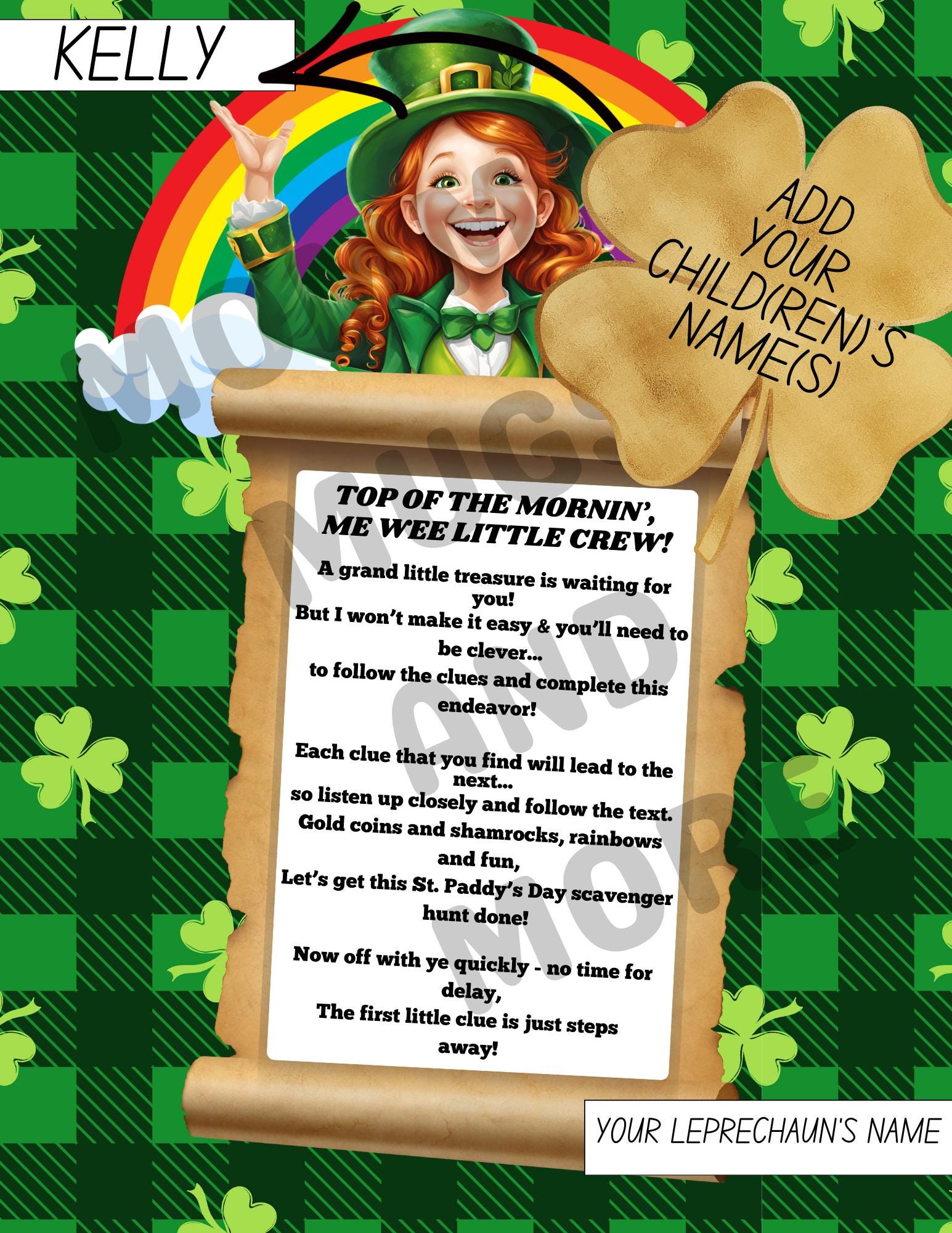 Two Leprechaun Scavenger Hunts - INSTANT DOWNLOAD, Female Leprechaun ...
