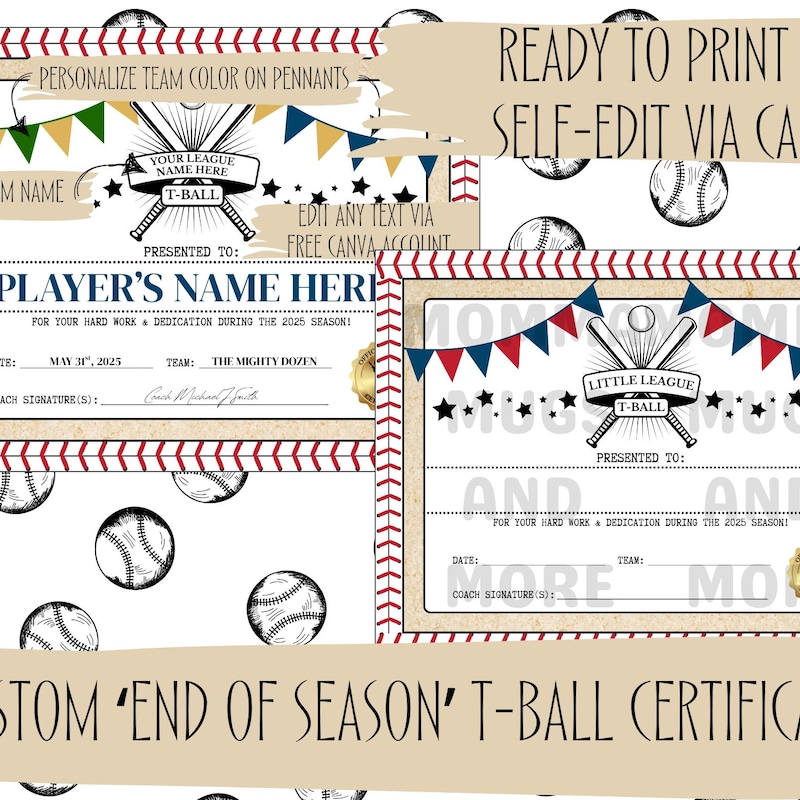 T Ball Certificate - Etsy