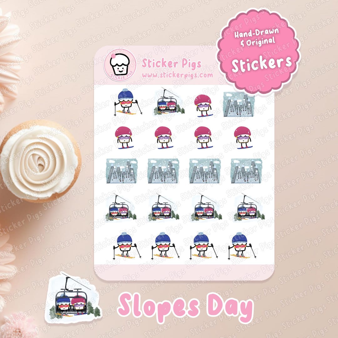 Slopes Day Stickers | Matte Vinyl Journal & Planner Stickers - Skiing ...