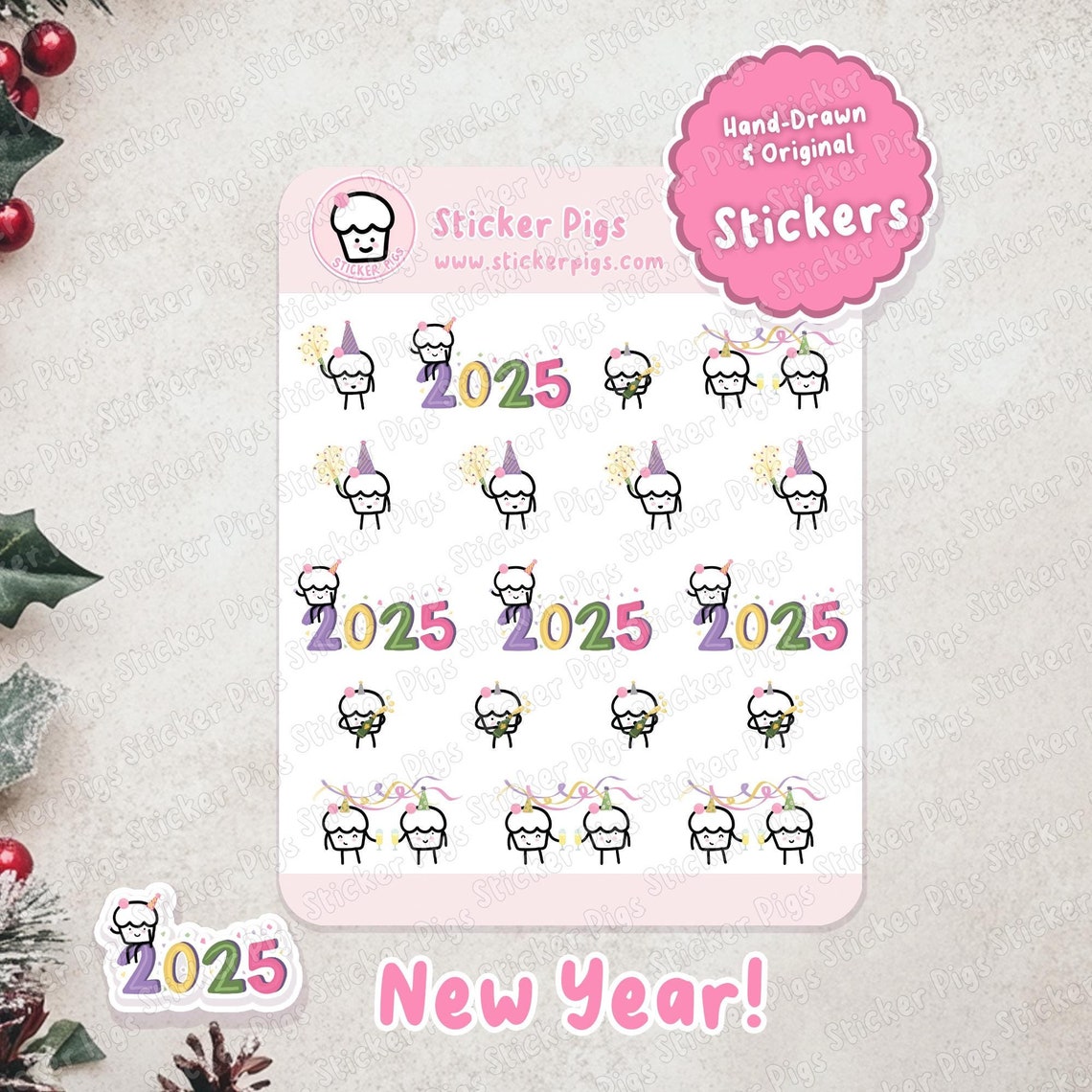 New Year 2025 Stickers | Matte Vinyl Journal / Planner Stickers - Happy ...