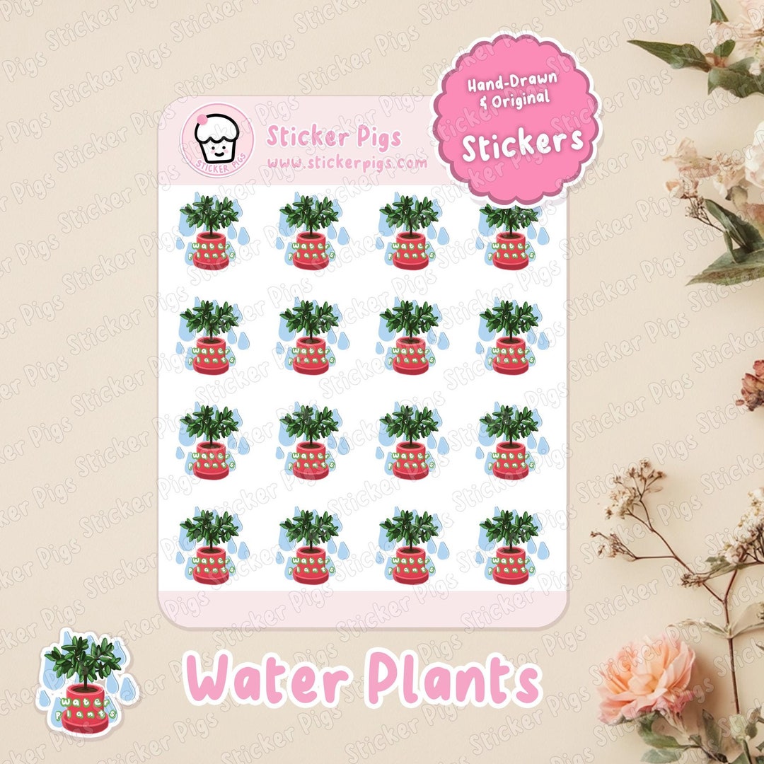 Water Plants Reminder Stickers | Matte Vinyl Journal & Planner Stickers ...