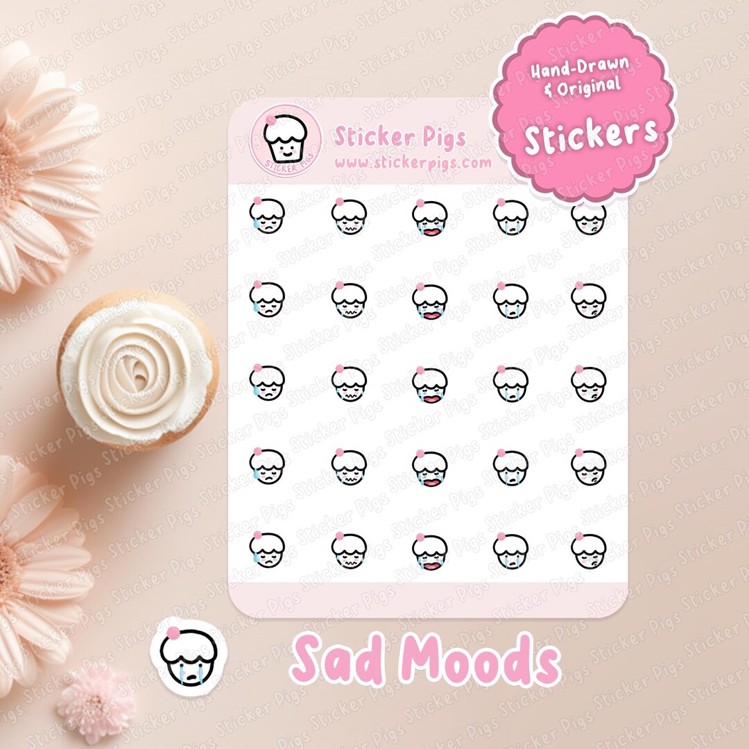 Sad Mood/emotion Planner Stickers - Character Stickers - Journal ...
