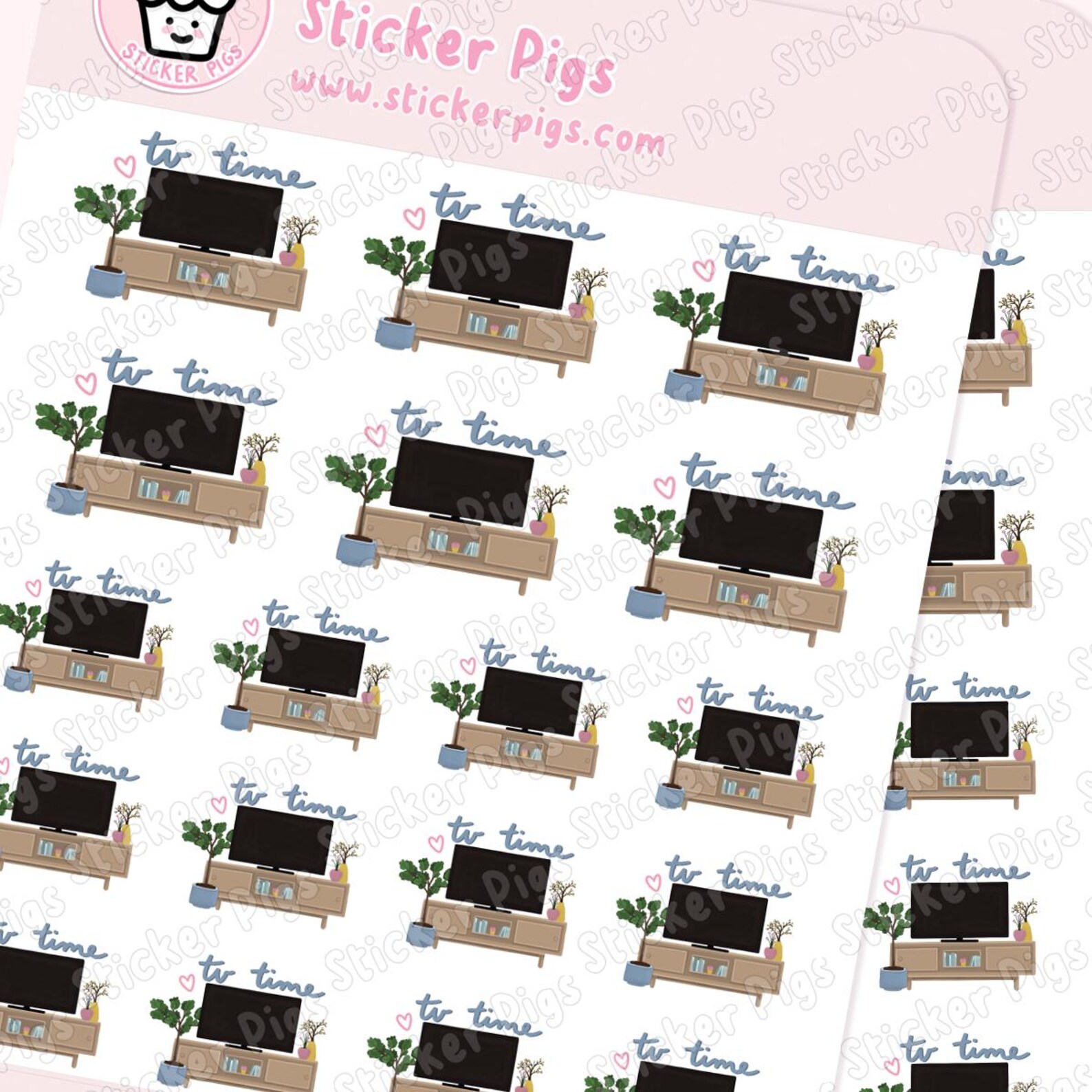 Cute TV Time Stickers | Matte Vinyl Journal & Planner Stickers ...