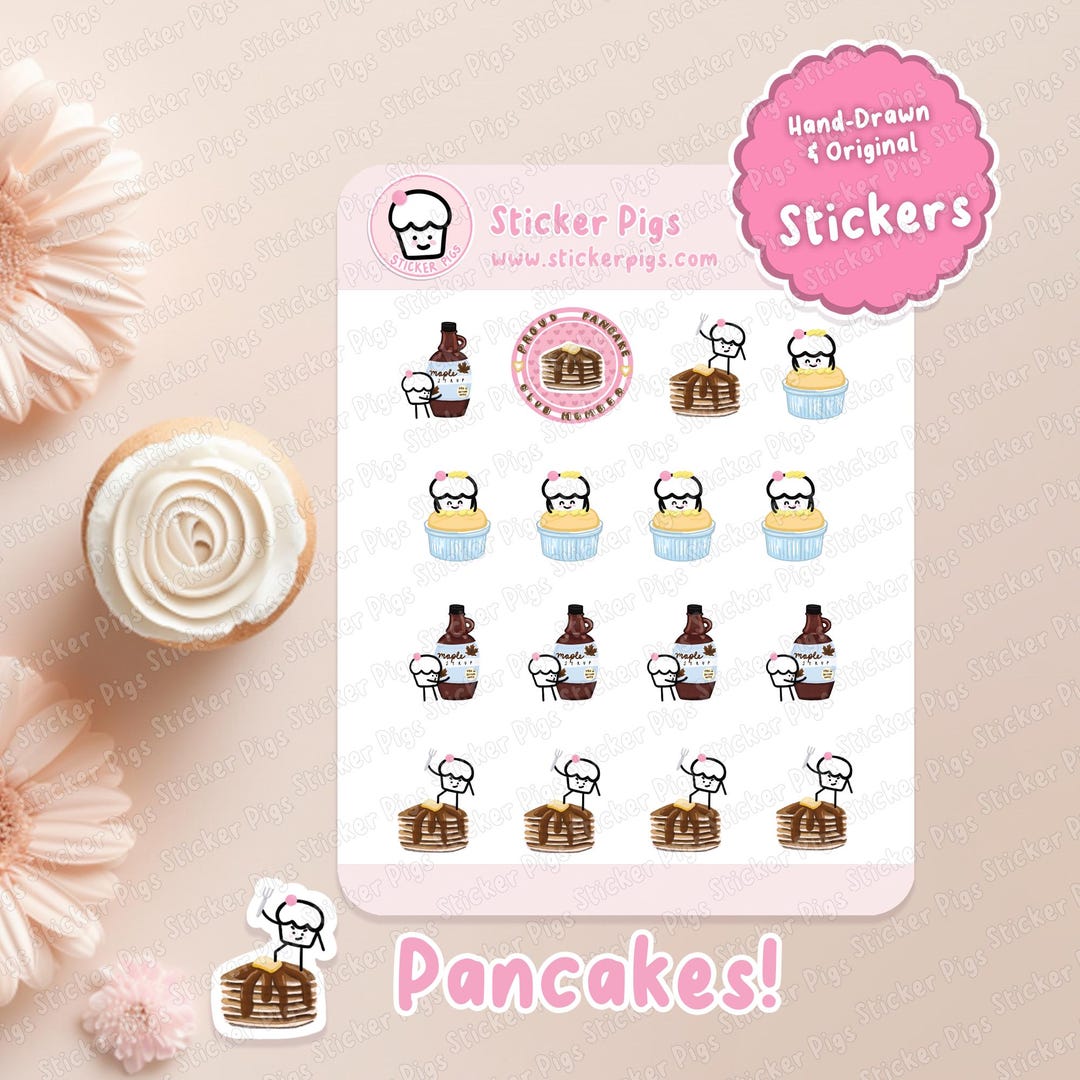 Pancake Character Stickers | Matte Vinyl Journal & Planner Stickers ...