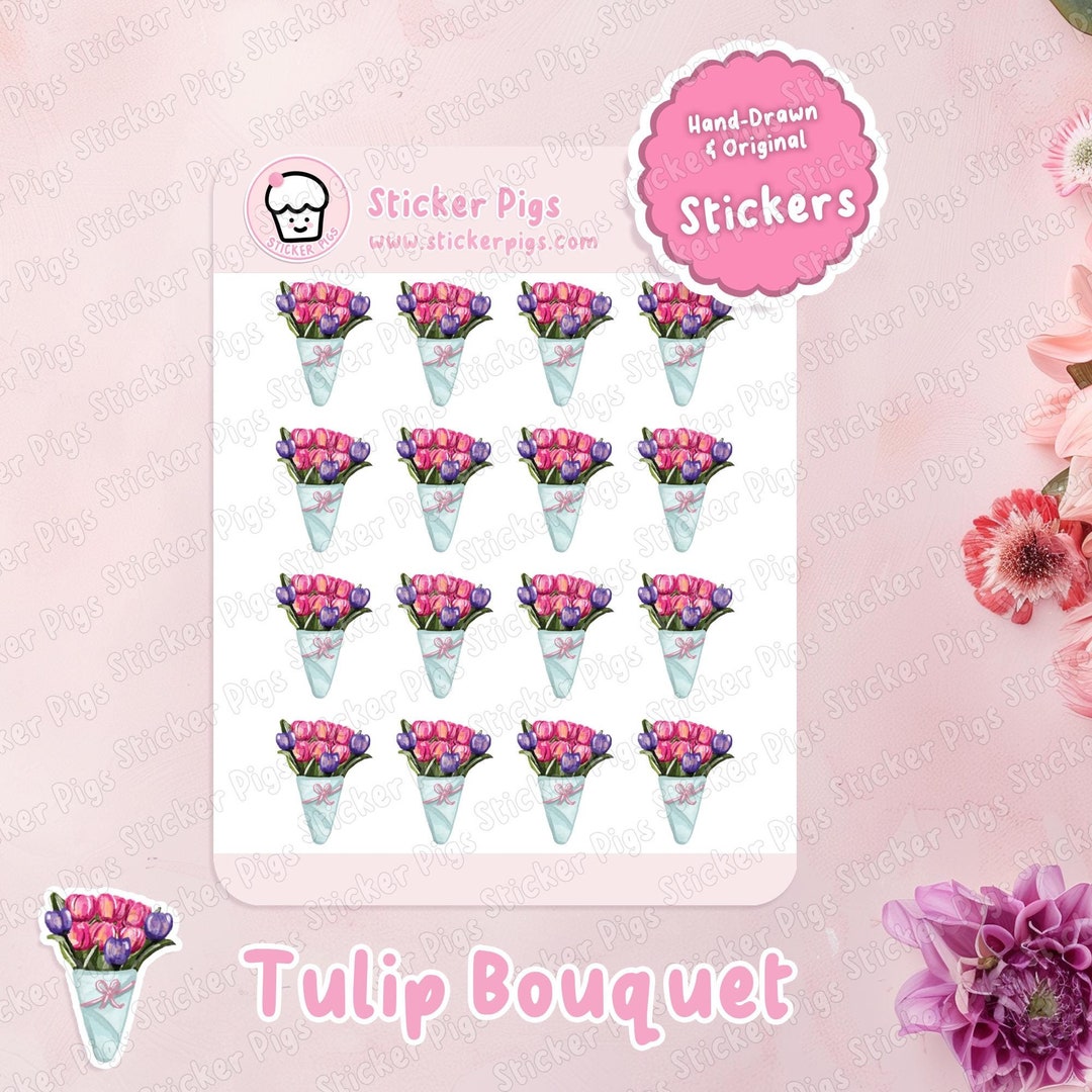 Blooming Tulip Bouquet Stickers | Matte Vinyl Planner & Journal ...