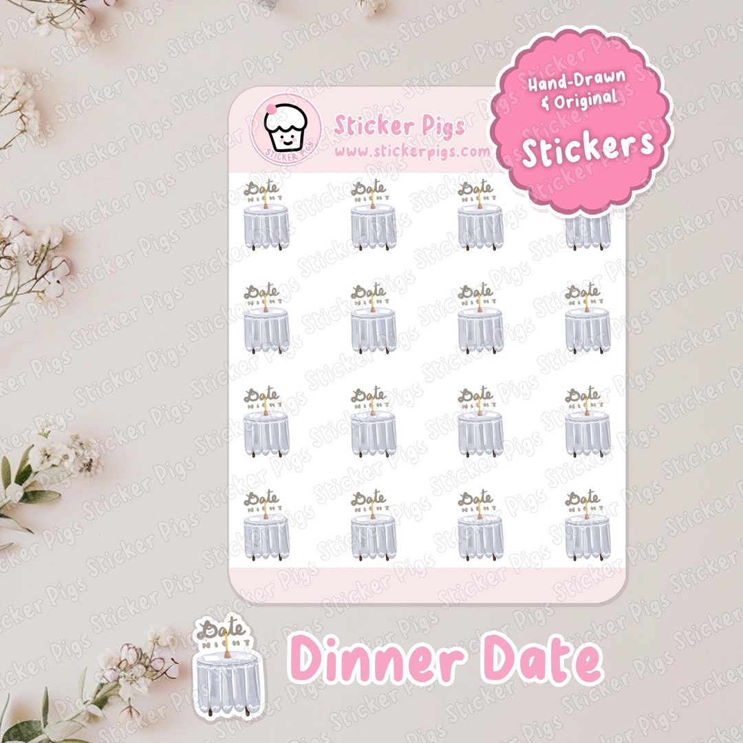 Dinner Date Night Stickers | Matte Vinyl Journal & Planner Stickers ...