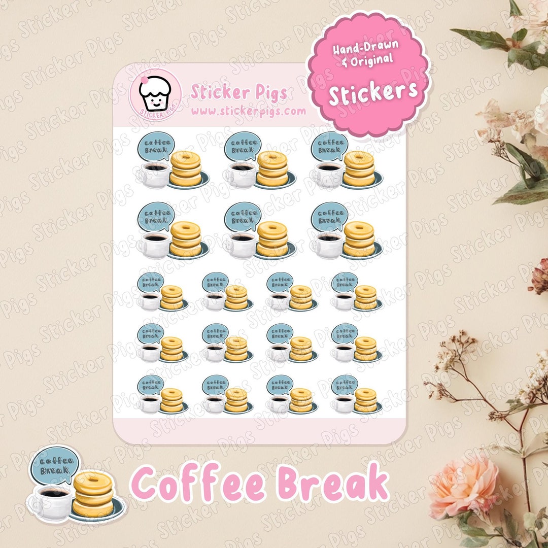Coffee Break Stickers | Matte Vinyl Journal & Planner Stickers -self ...