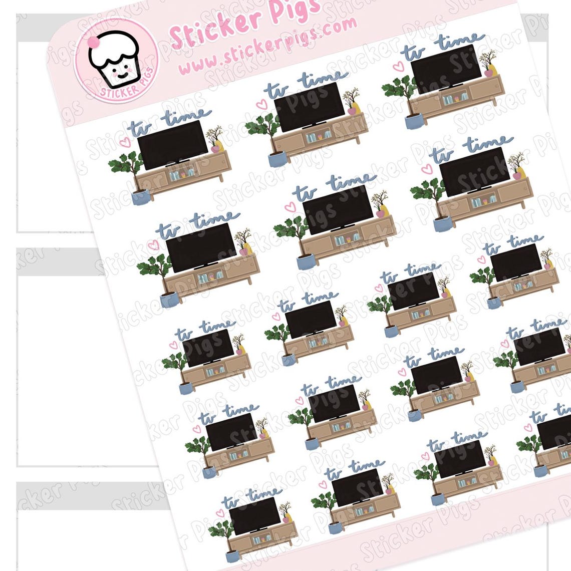 Cute TV Time Stickers | Matte Vinyl Journal & Planner Stickers ...