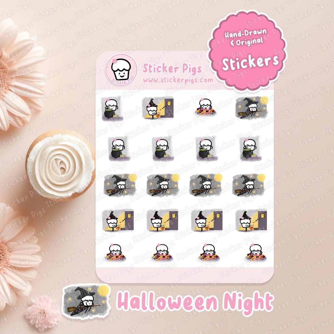 Halloween Night Character Stickers | Matte Vinyl Journal & Planner ...