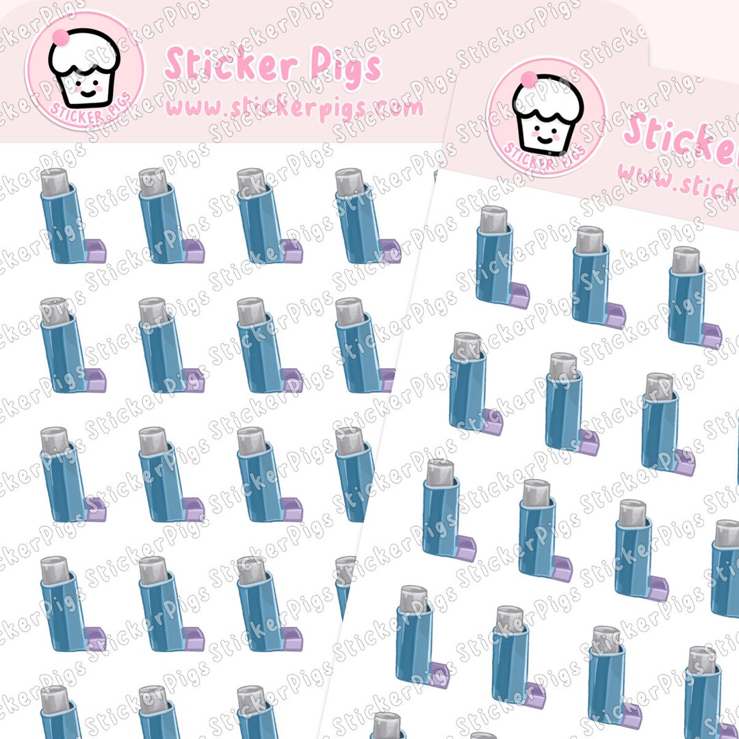 Adorable Inhaler Stickers - Health Sticker Sheet | Matte Vinyl Planner ...