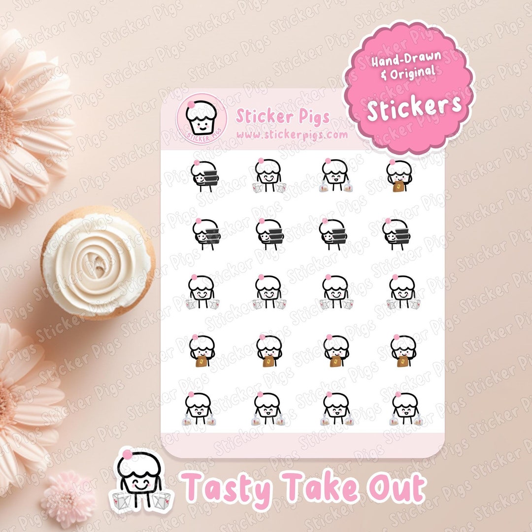 Tasty Take Out Food Character Stickers | Matte Vinyl Planner & Journal ...