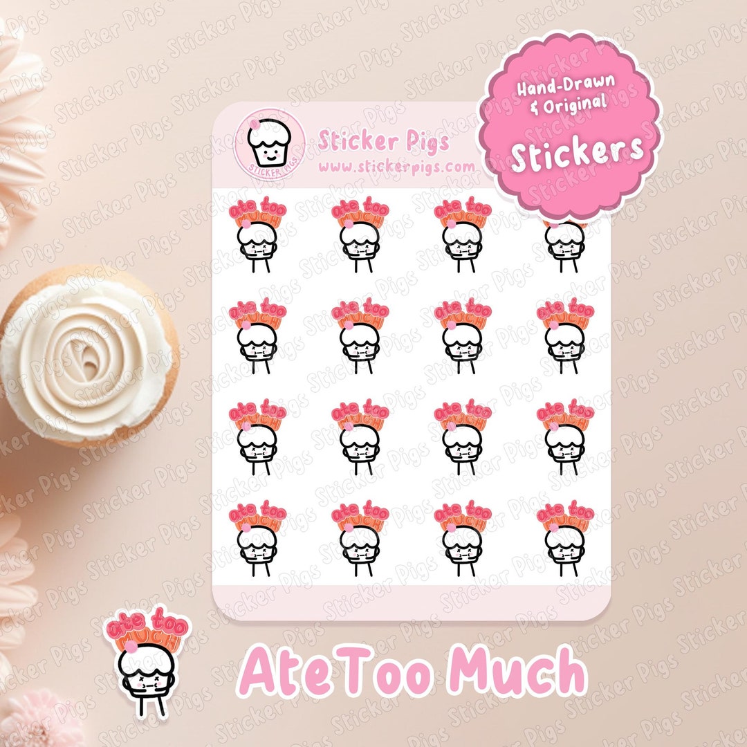 Ate Too Much Character Stickers | Matte Vinyl Journal & Planner ...