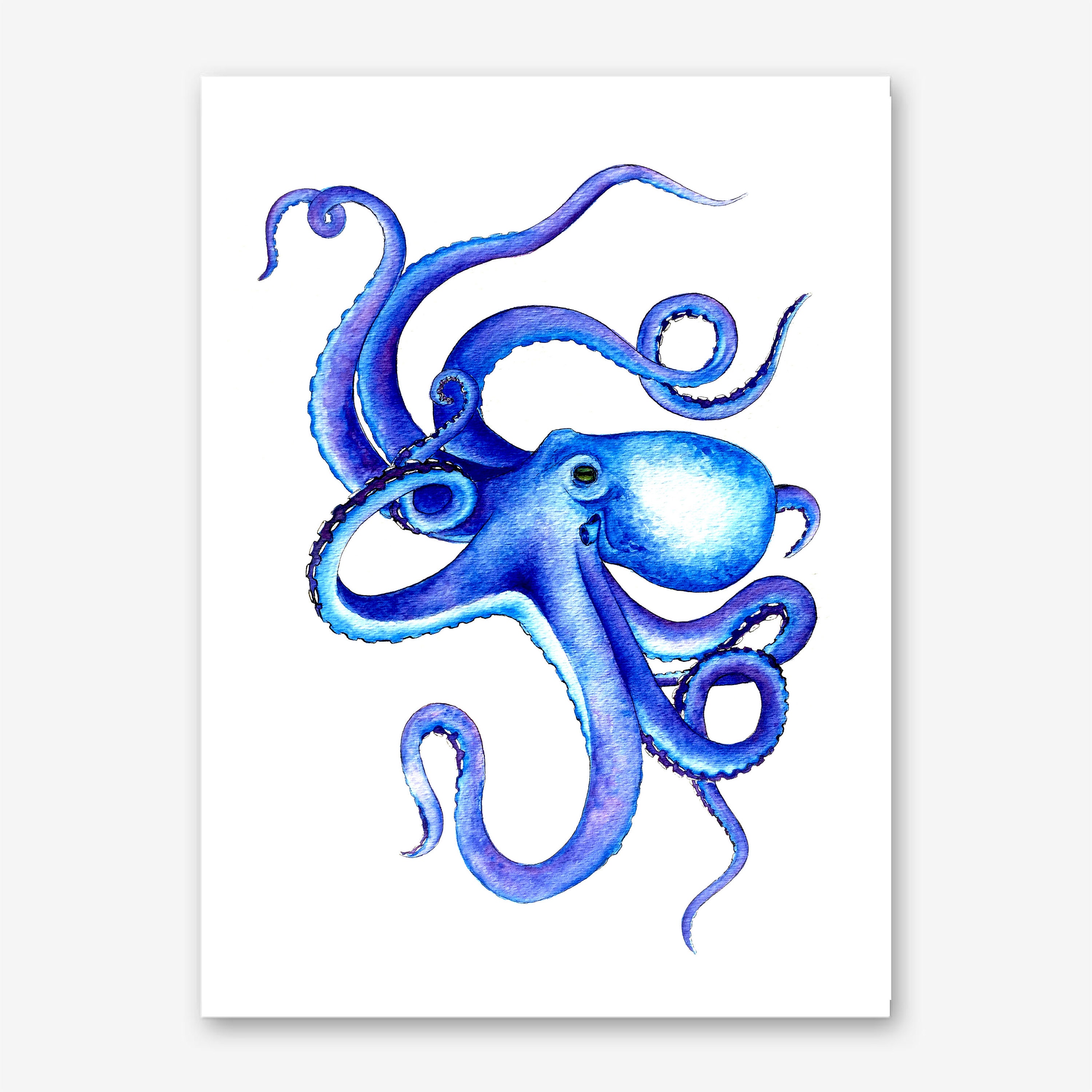 Blue Octopus Print, Octopus Art, Ocean Art, Nautical Art, Octopus ...