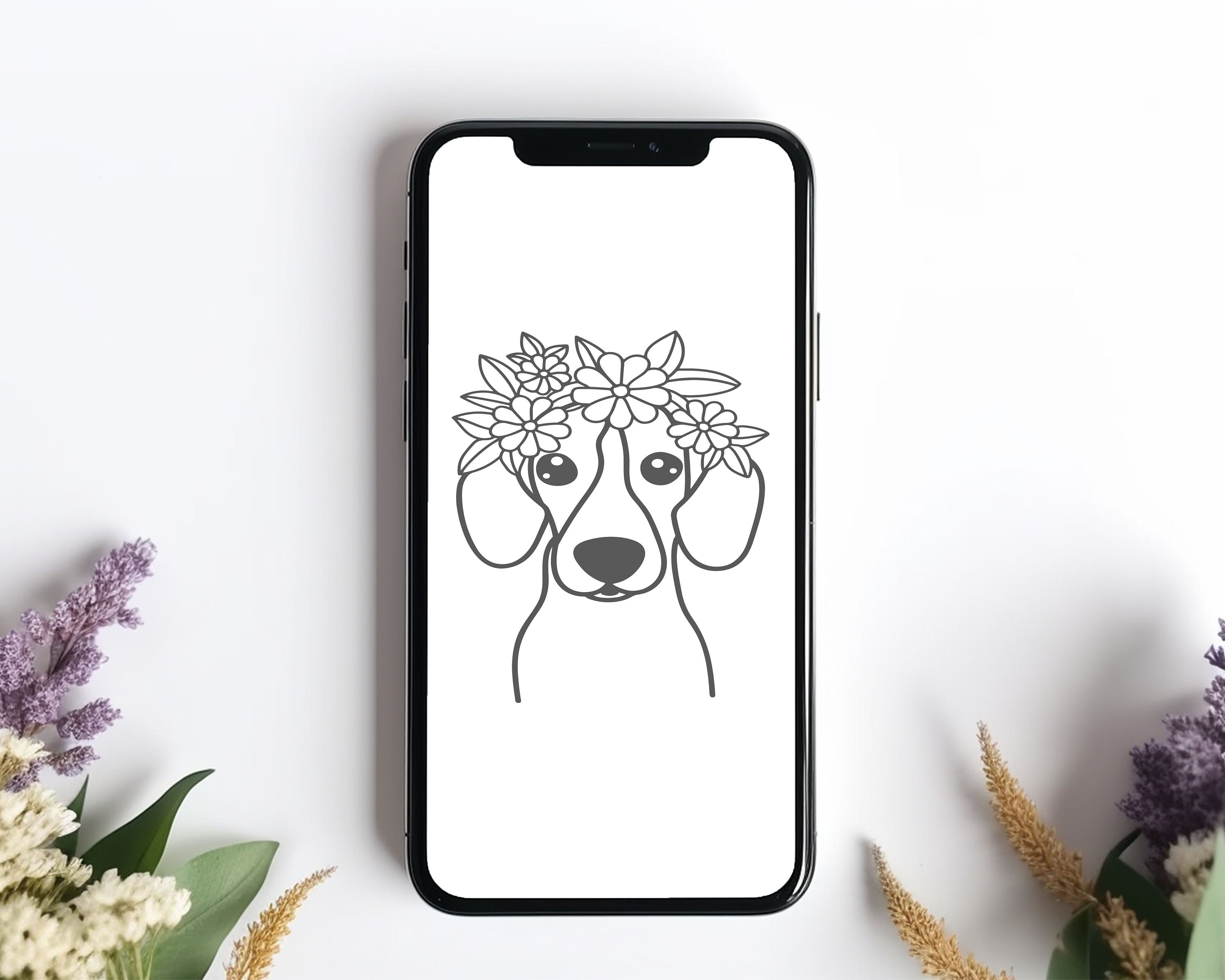 Flower Dogs SVG File, Floral Dog Svg, Stylized Dog Svg, Dog With Flower ...