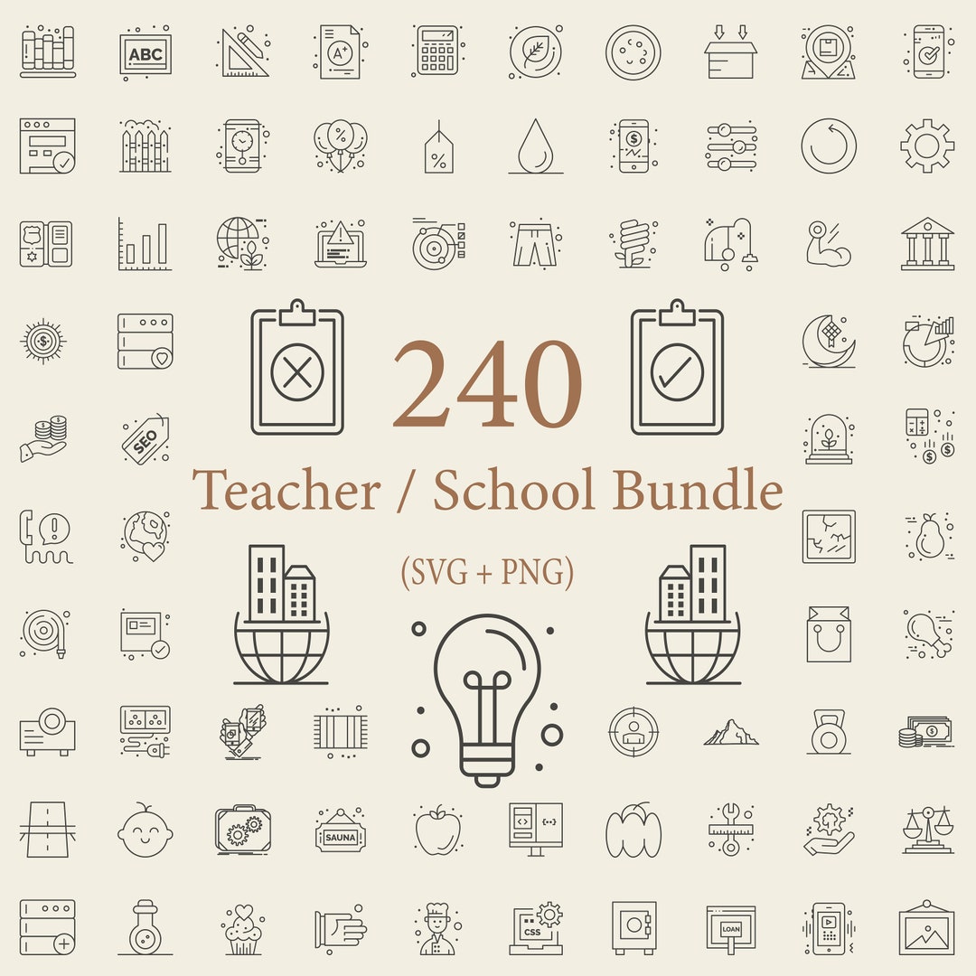 School Icon Packs SVG Icons Vector Icon Set PNG Icon Bundle Icon Pack ...