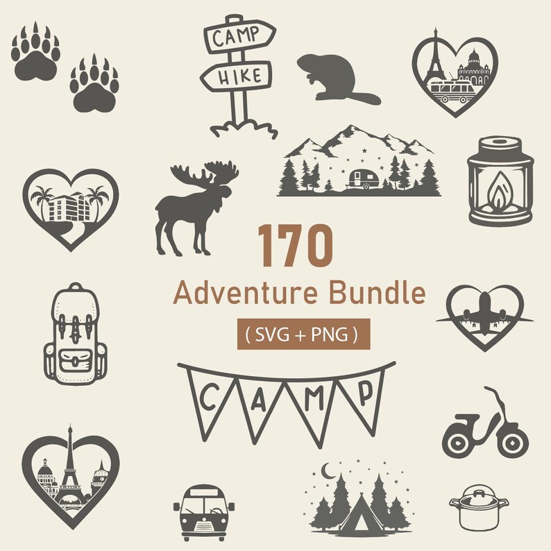 Adventure SVG Bundle: Camping, Forest, Nature Scenes (SVG, PNG) - Etsy
