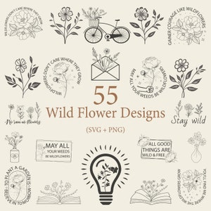 Wildflower Svg Bundle | 55 Floral Svg | Wildflower Svg | Flower Svg ...