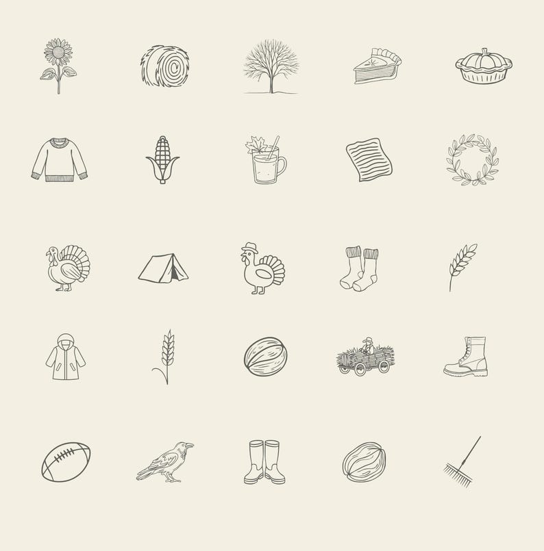 Autumn SVG Bundle: Hand-drawn Fall Clip Art (PNG, SVG) - Etsy