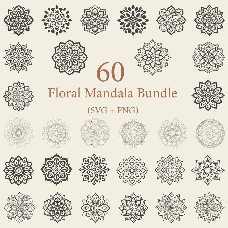 Mandala SVG Bundle: Zentangle Flower Designs (digital Download) - Etsy