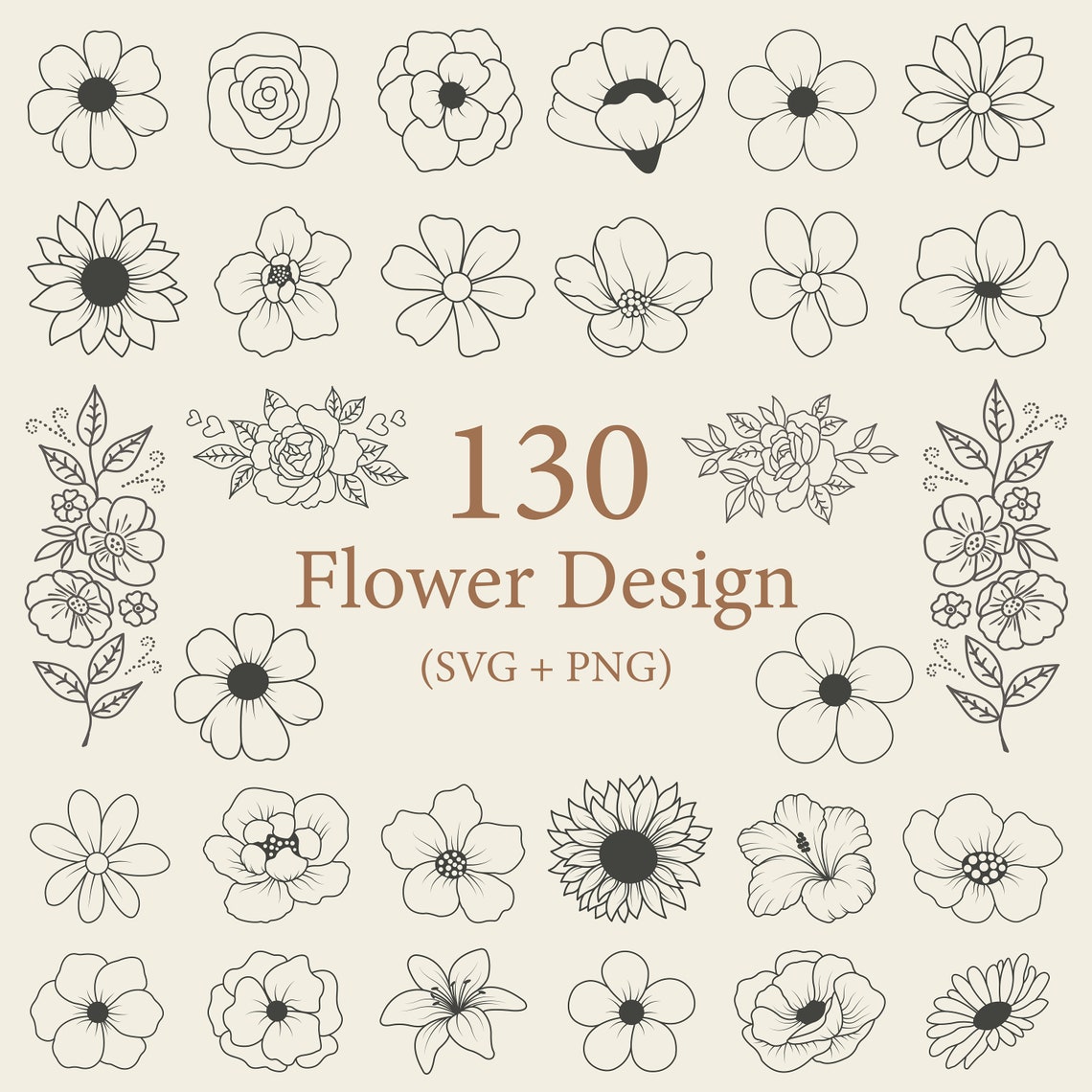 130 Flower Svg Bundle Floral Svg Bundle Flower Svg Floral Svg Plant Svg ...