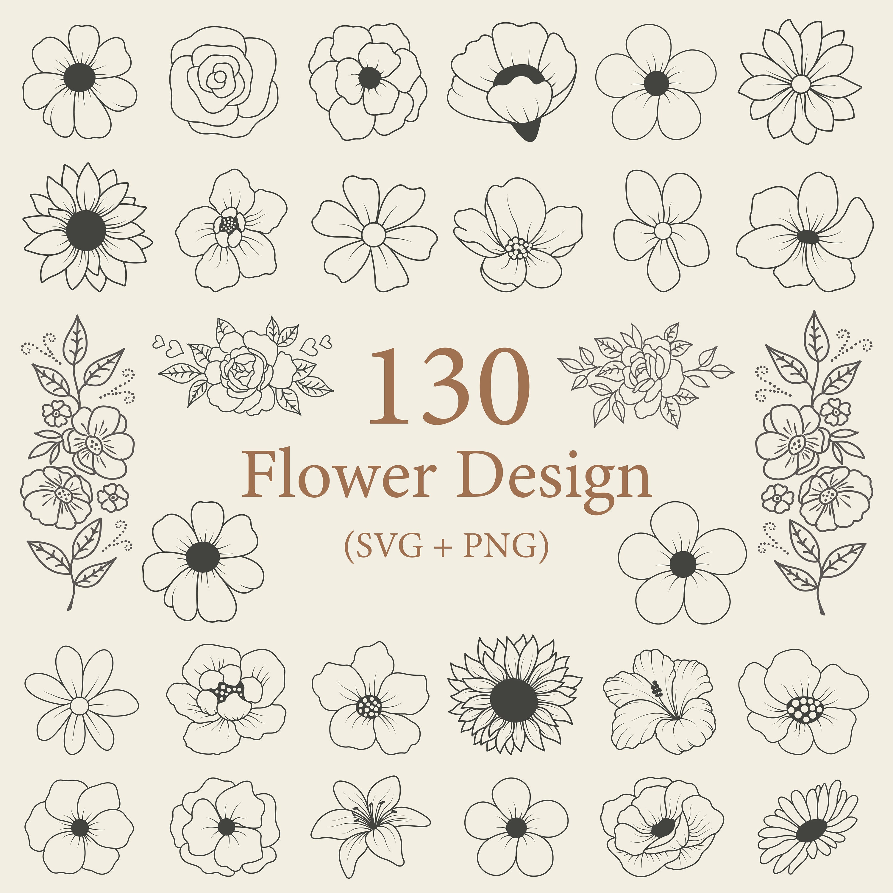 130 Flower Svg Bundle | Floral Svg Bundle | Flower Svg | Floral Svg ...